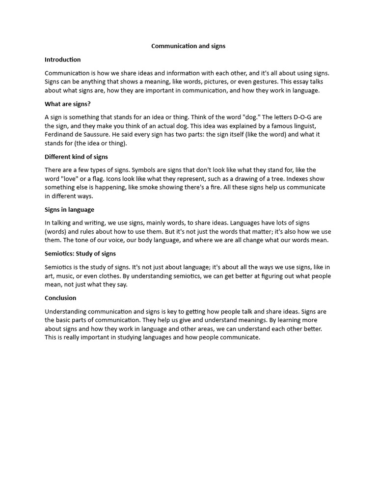 Understanding Communication Through Signs | PDF