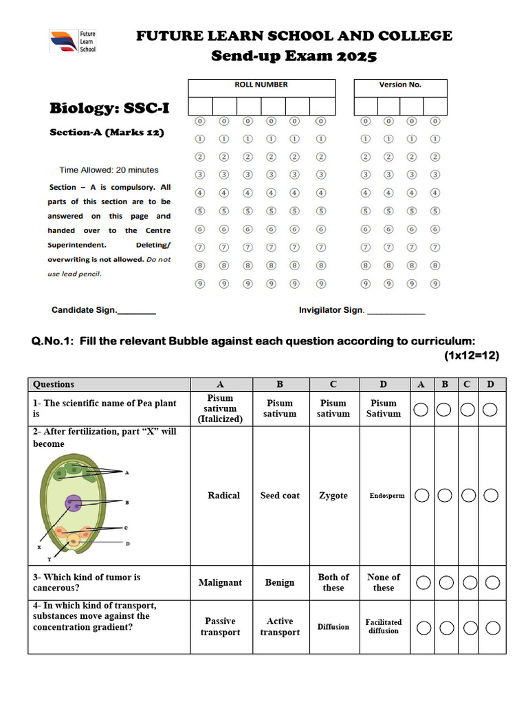 Biology SSC-I 1st Sendup Exam 25 Updated | PDF | Enzyme | Skeletal Muscle