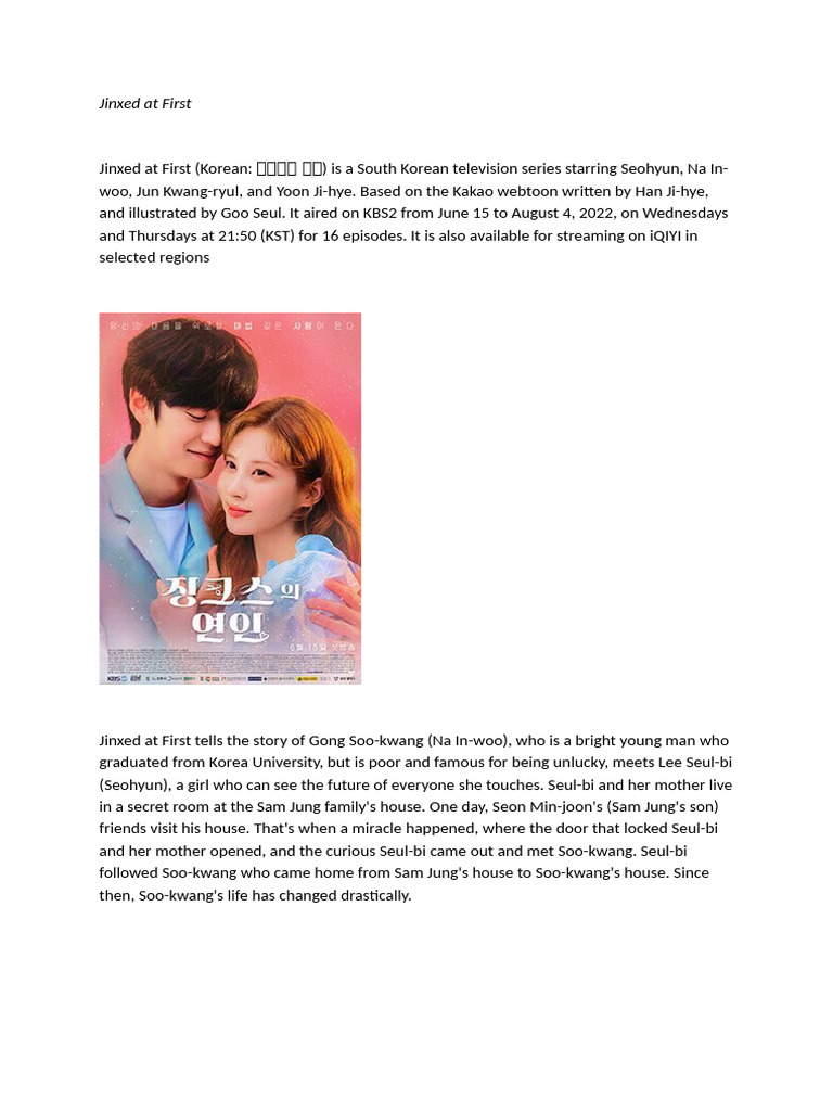 Jinxed at First | PDF | Television Series