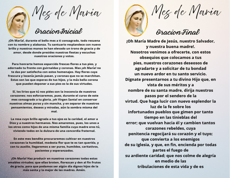 ¡Oh María!, Durante El Bello Mes A Ti Consagrado, Todo Resuena Con Tu ...