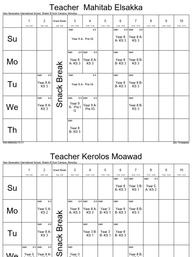 Timetable Teacher T3 V4 | PDF