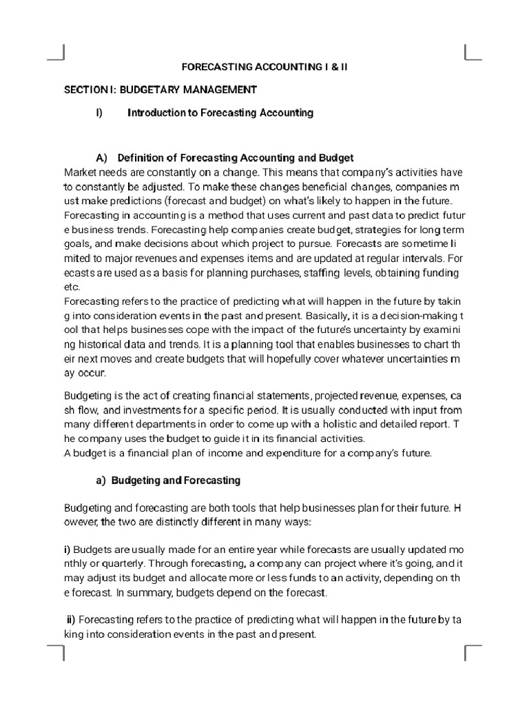 Introduction To Forecasting Accounting - Phoenix | PDF