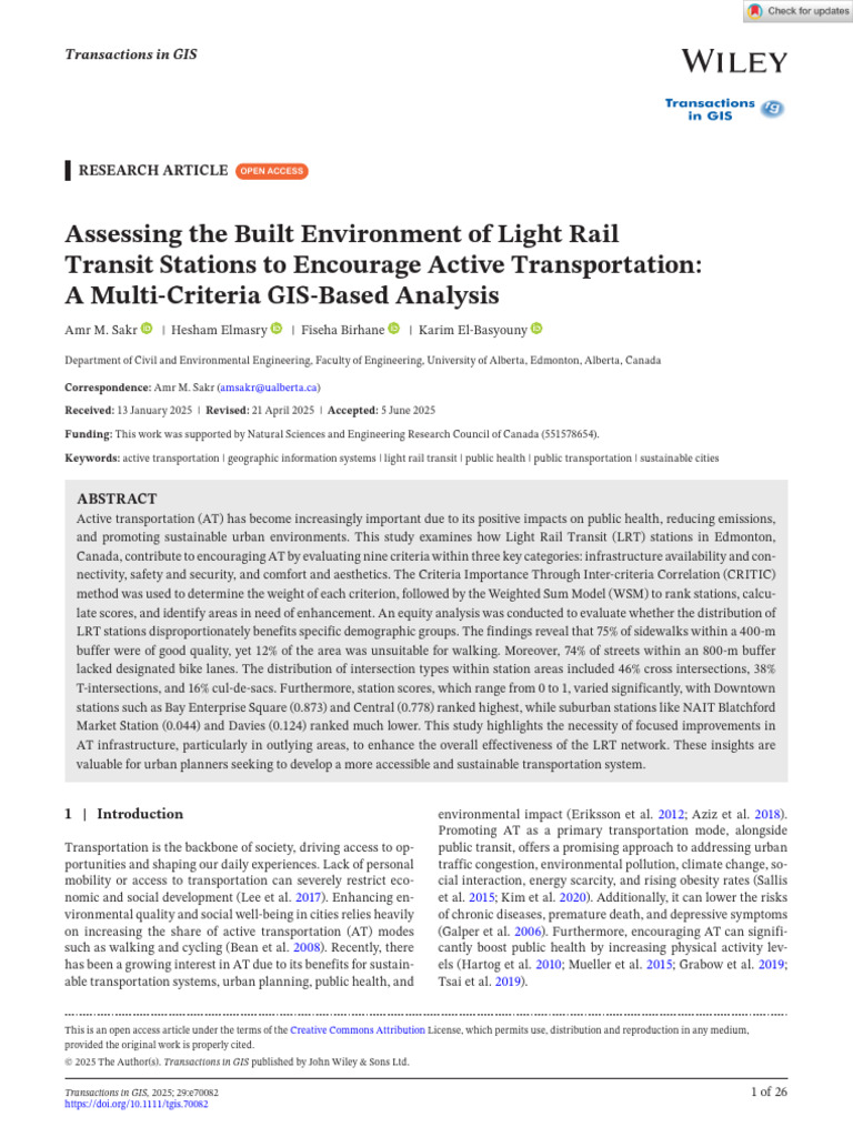 Transactions in GIS - 2025 - Sakr - Assessing The Built Environment of ...