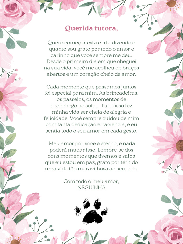 Carta de Gratidão e Amor Eterno | PDF