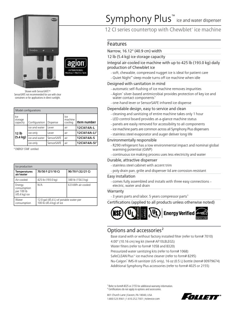 Symphony Plus Ice & Water Dispenser | PDF | Water | Ice