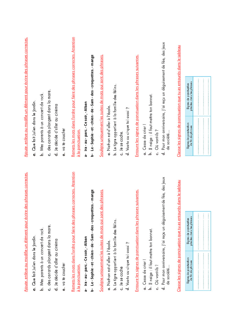 Exercices de correction de phrases | PDF | Phrase | Sujet (Grammaire)