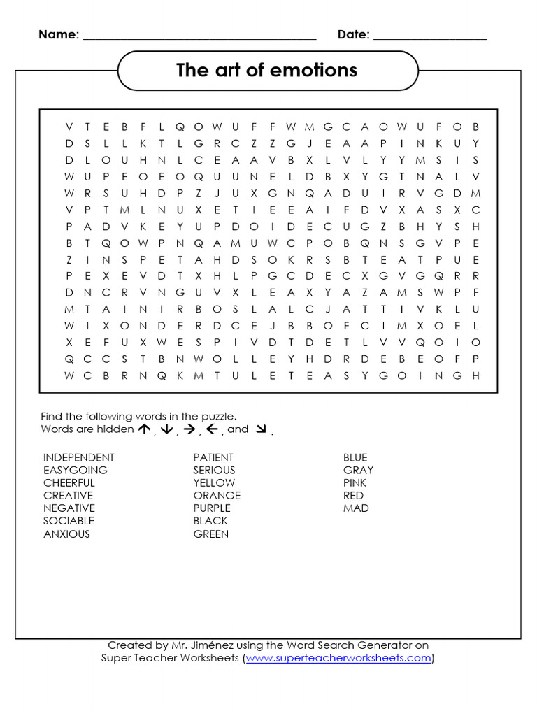 Super Teacher Worksheets The Art of Emotions | PDF | Image Processing ...