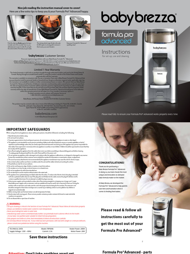 Baby Brezza FPA Setup Instructions | PDF | Water | Purified Water