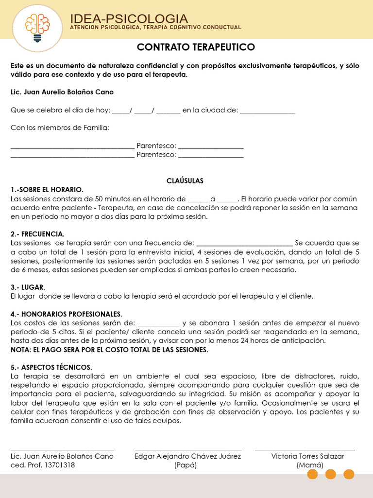 Contrato de Terapia Cognitivo Conductual | PDF