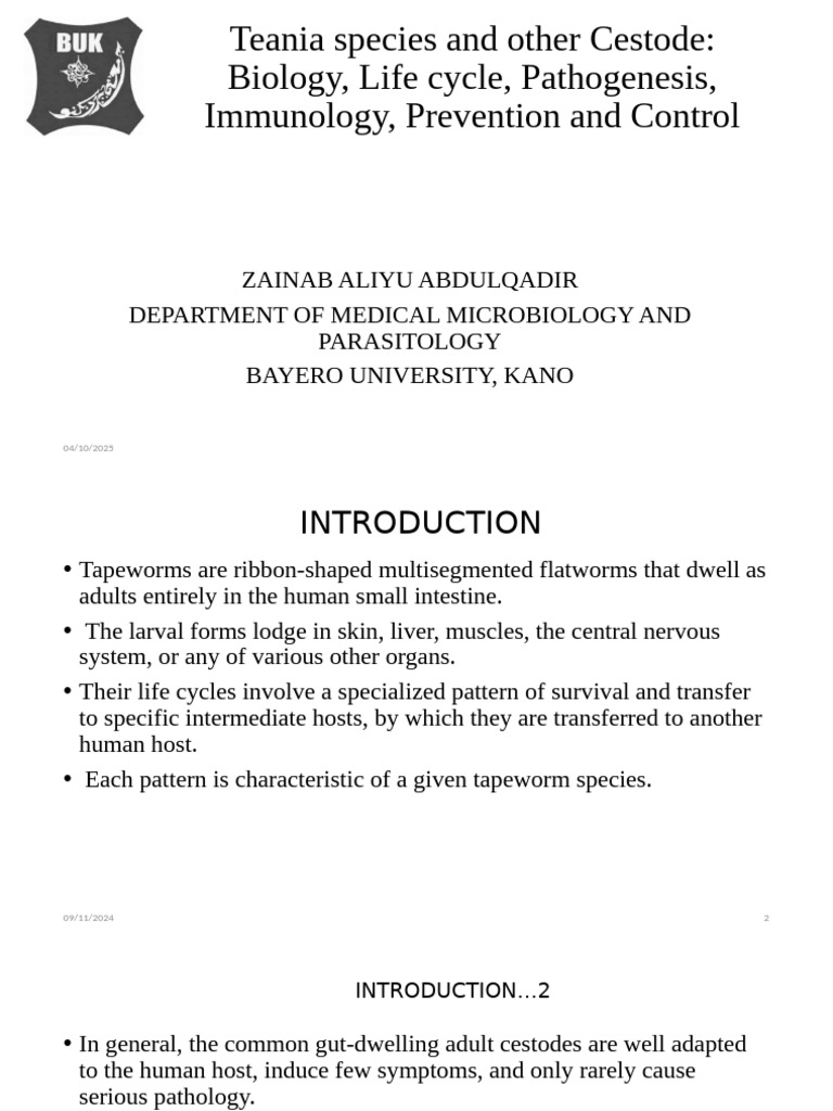 Teania Species and Other Cestodes | PDF | Medical Specialties