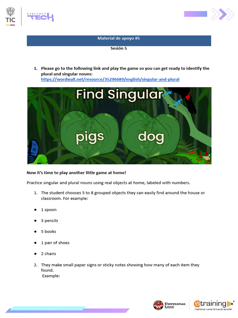 Juegos Singular and Plural | PDF