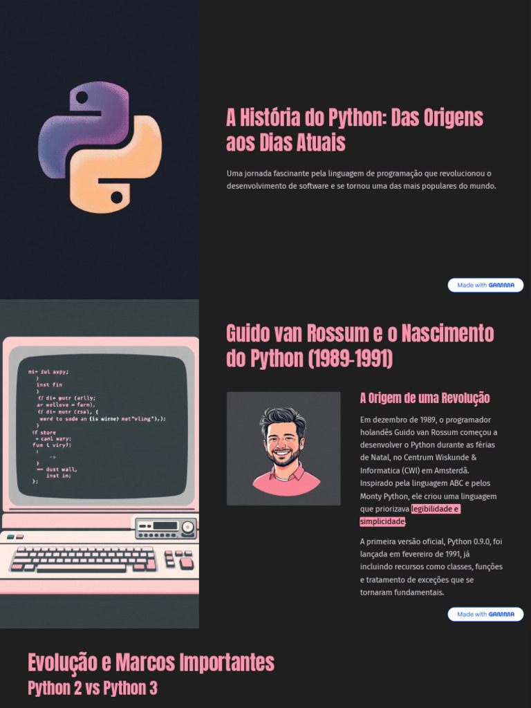 A Historia Do PythonOrigensDias Atuais | PDF | Python (linguagem de ...