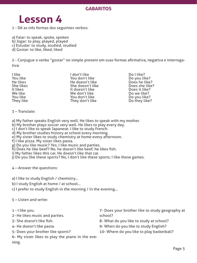 English Verb Conjugation Guide | PDF