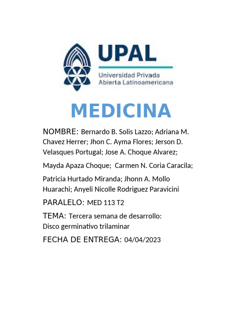 Desarrollo del Disco Germinativo Trilaminar | PDF | Embrión | Placenta