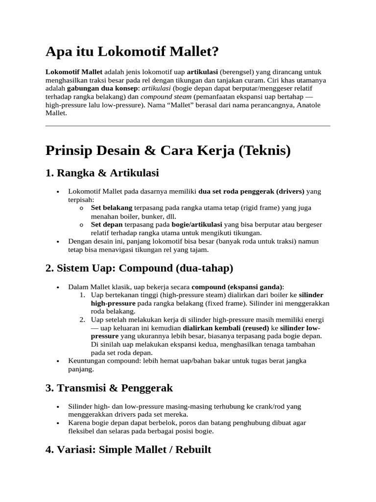Apa itu Lokomotif Mallet | PDF