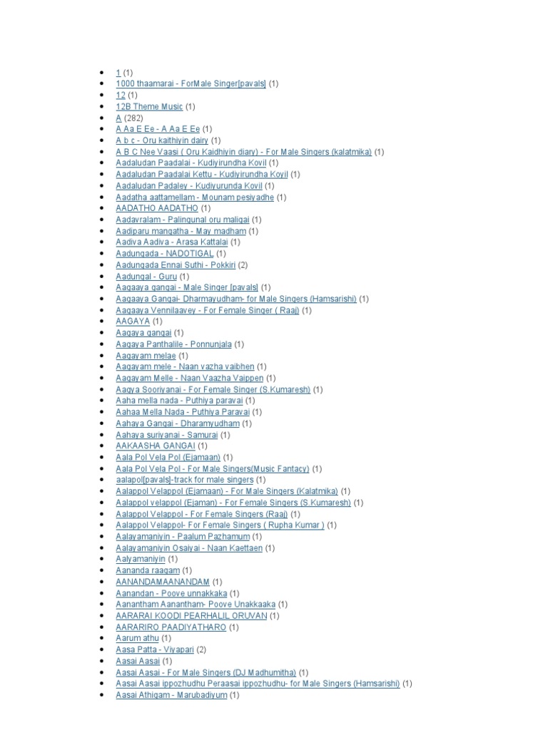 Tamil Songs List | PDF