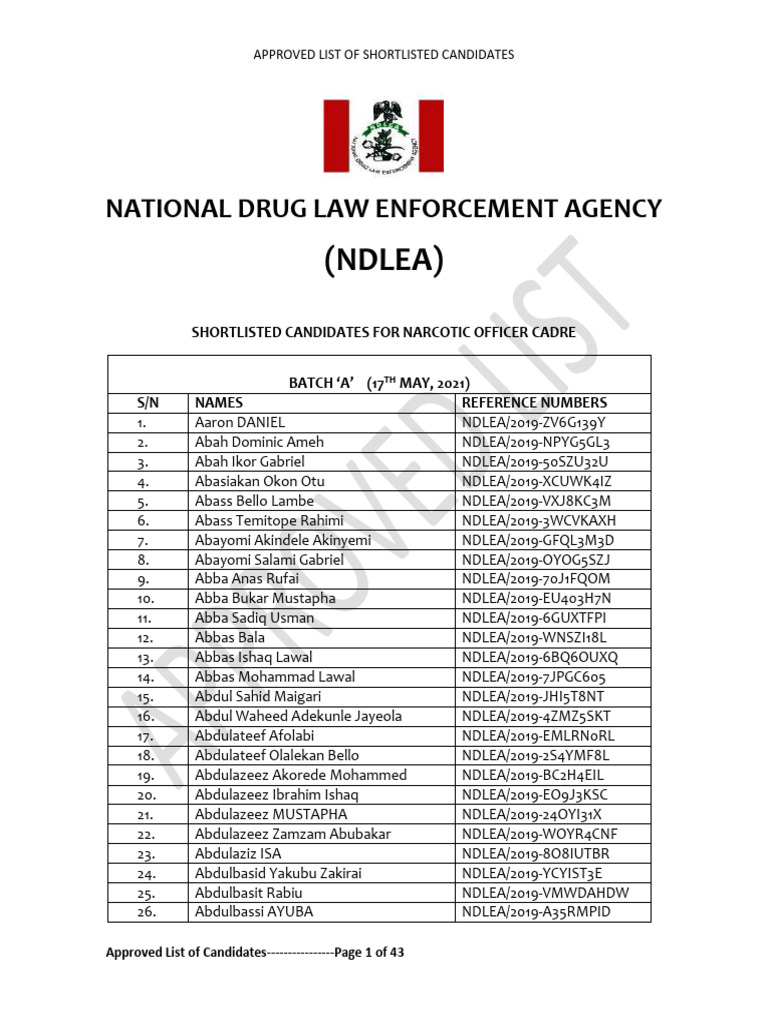 APPROVED Narcotic Officer Cadre List | PDF | Nigeria