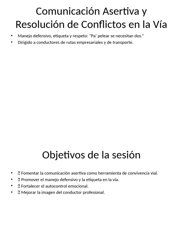 Presentacion Comunicacion Asertiva Vial | PDF | Las emociones | Conceptos psicologicos