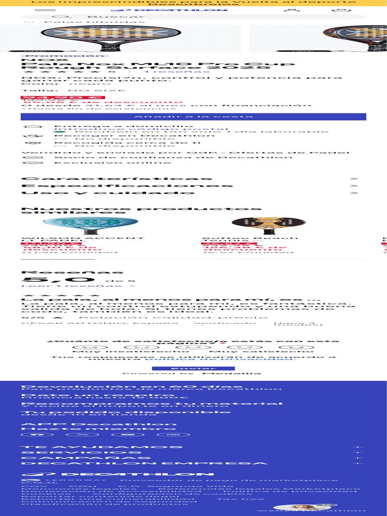 Pala Nox ML10 Pro Cup Rough Surface 2025 NOX Decathlon | PDF