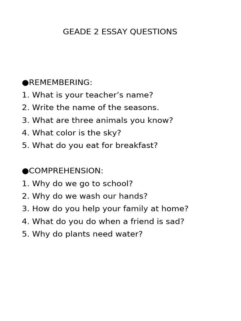 Geade 2 Essay Questions | PDF