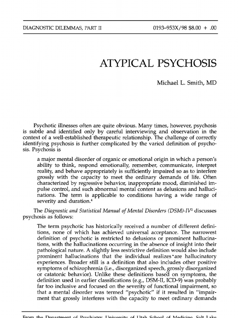 Atypical Psychosis | Psychosis | Schizophrenia