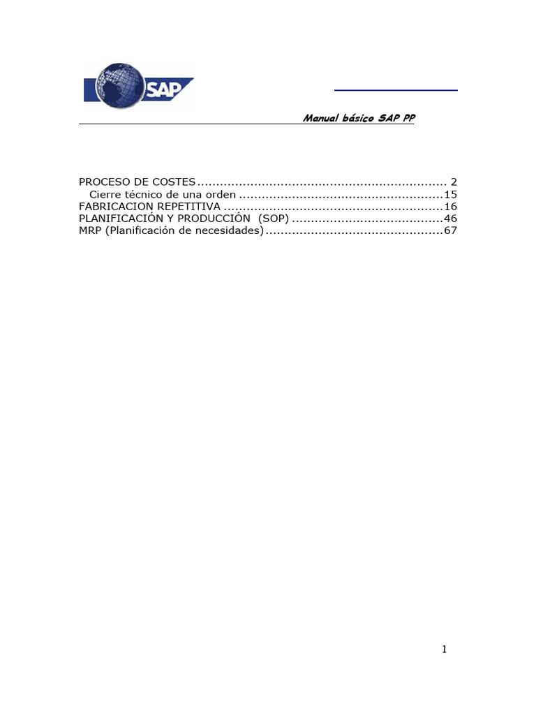 Manual SAP PP: Costes y Producción | PDF