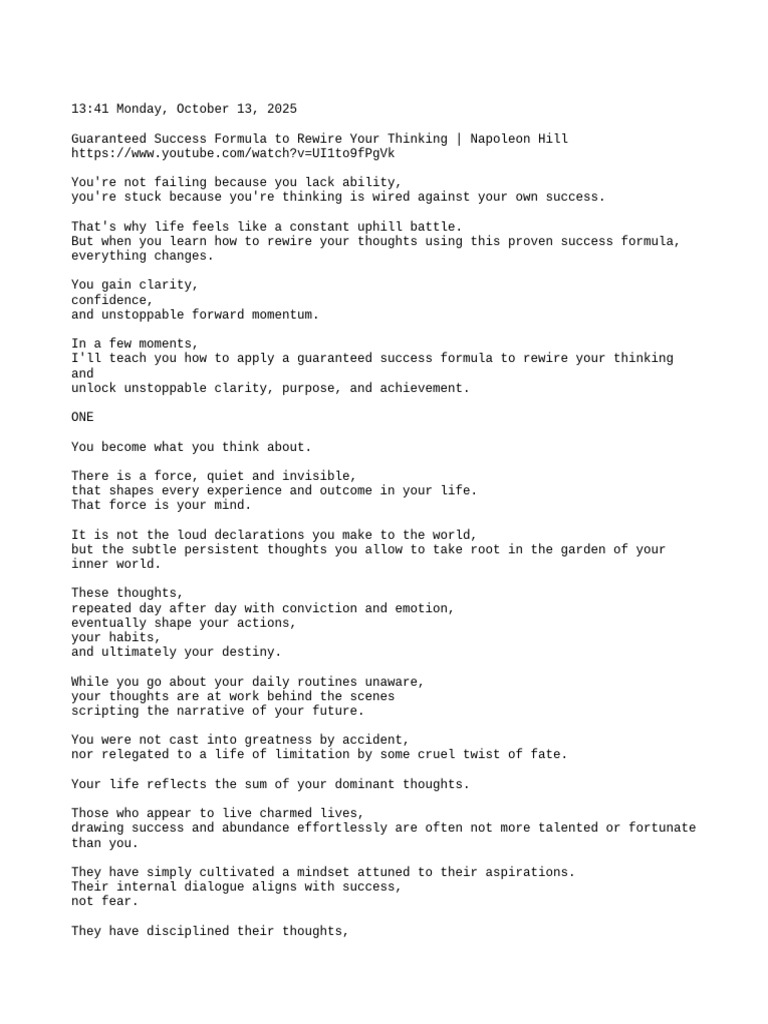Hill Napoleon Rewire Your Thinking Pdf Faith Thought