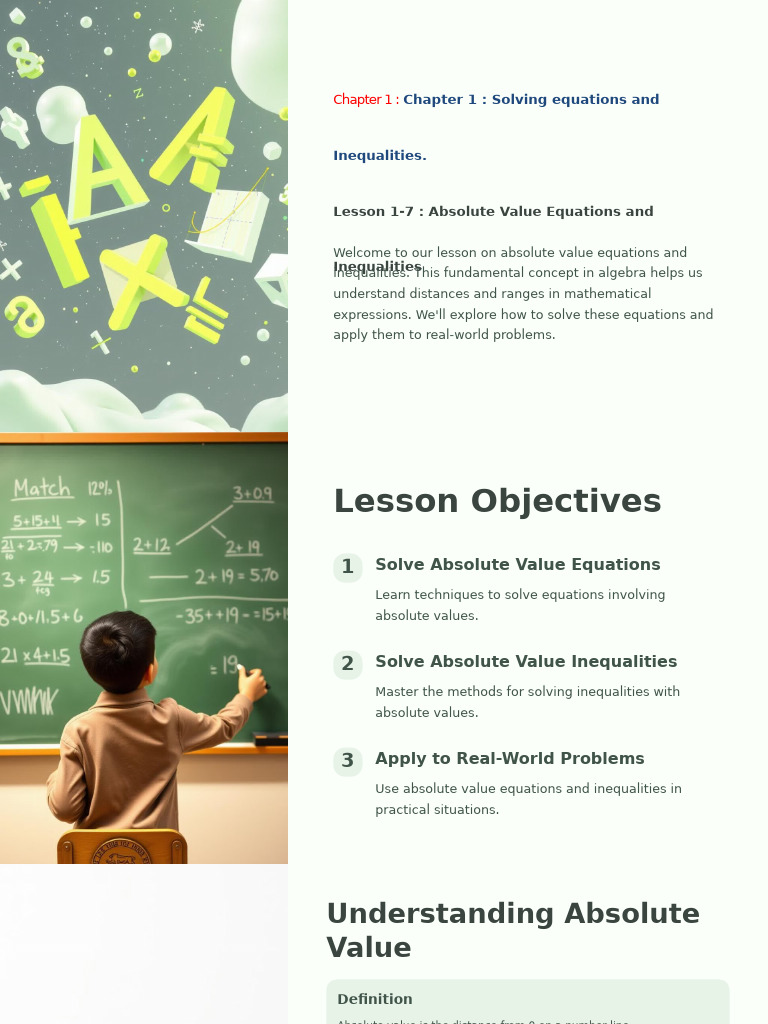 Absolute Value Equations & Inequalities Guide | PDF | Equations ...