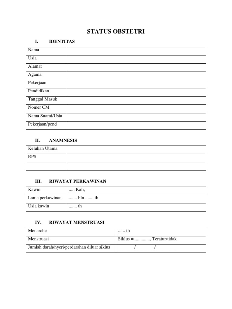 Status Obstetri dan Riwayat Persalinan | PDF