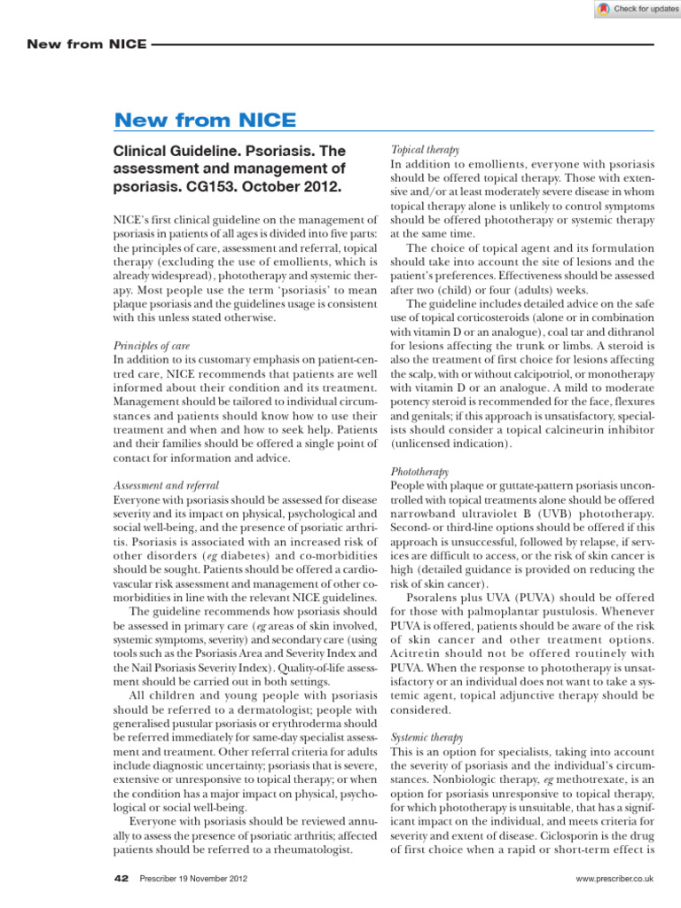 Prescriber - 2012 - Clinical Guideline Psoriasis The Assessment and ...