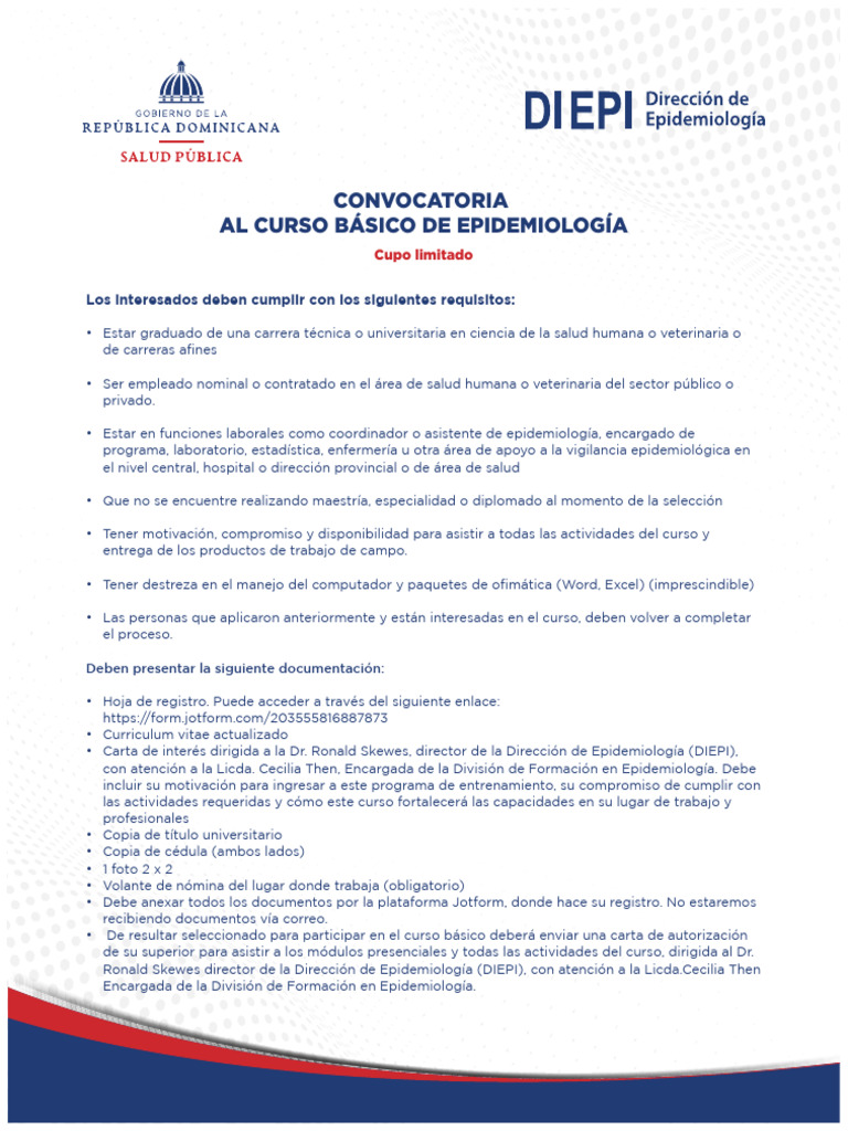 Convocatoria Curso Básico de Epidemiología | PDF