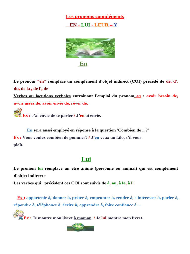 Pronoms Compléments en Français | PDF | Complément d'objet | Linguistique