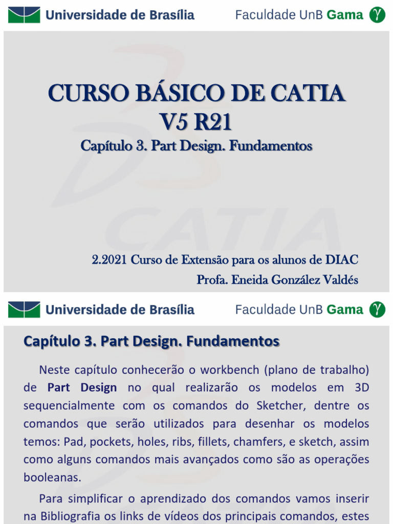 Fundamentos do Part Design no CATIA V5 | PDF | Desenho assistido por ...