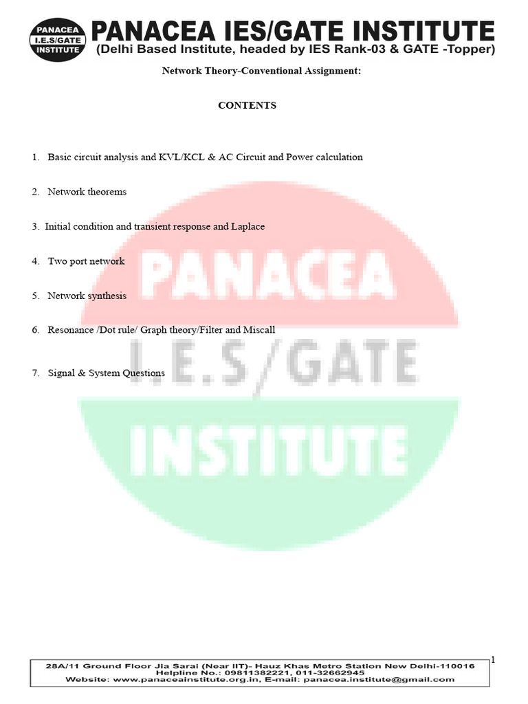 Network Theory | PDF | Capacitor | Electrical Network