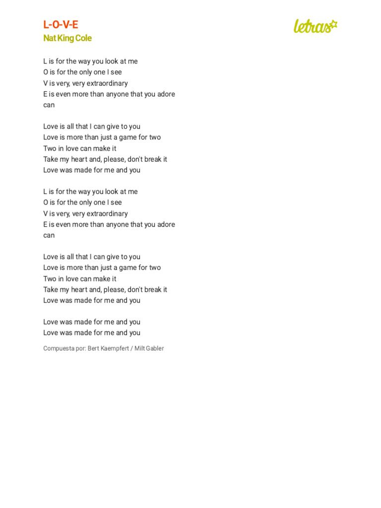 L-O-V-E - Nat King Cole (Impressão) | PDF