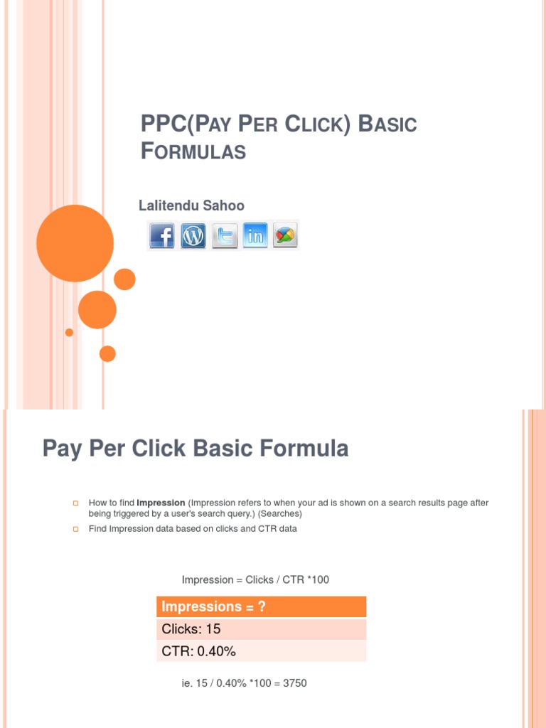 PPC Basic Formula | PDF | Pay Per Click | Revenue