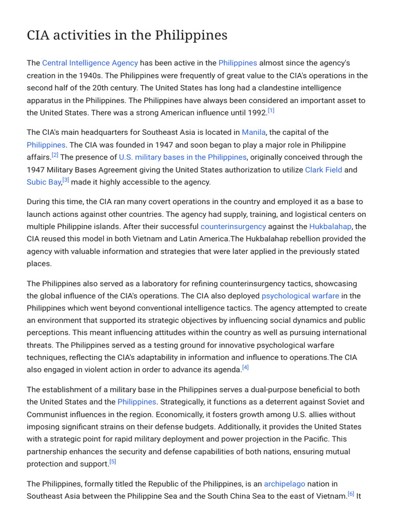 CIA Operations in the Philippines | PDF | Philippines | Central ...