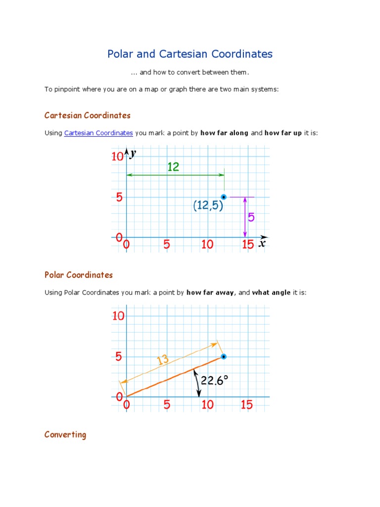 Cartesian Coordinates To Polar Coordinates Conversion Pdf Cartesian