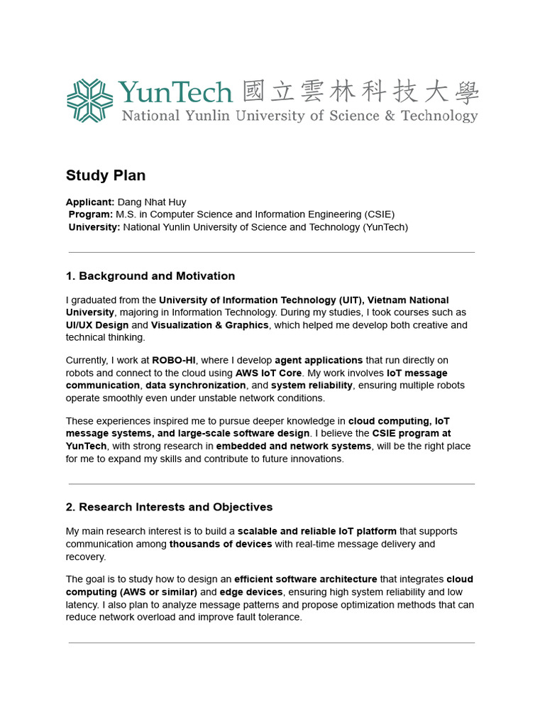Study Plan | PDF | Internet Of Things | Cloud Computing