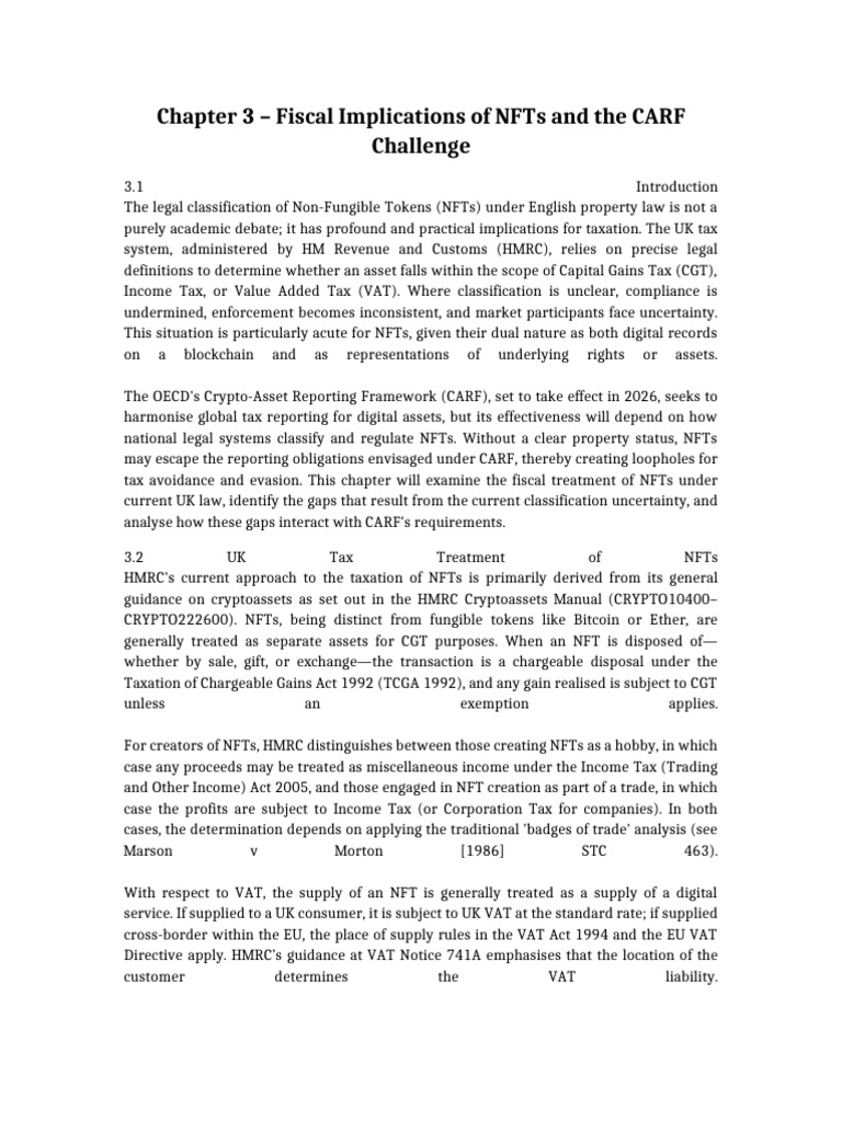 Chapter 3 Fiscal NFTs CARF Part1 | PDF | Taxes | Business