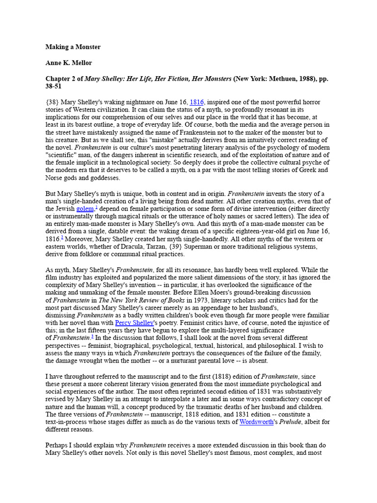 Mary Shelley's Frankenstein: A Feminist Analysis | PDF | Mary Shelley ...