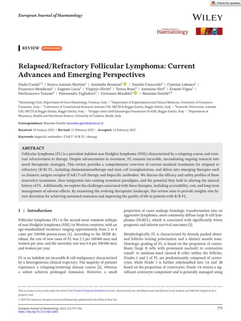 European J of Haematology - 2025 - Carid%C3%A0 - Relapsed Refractory ...