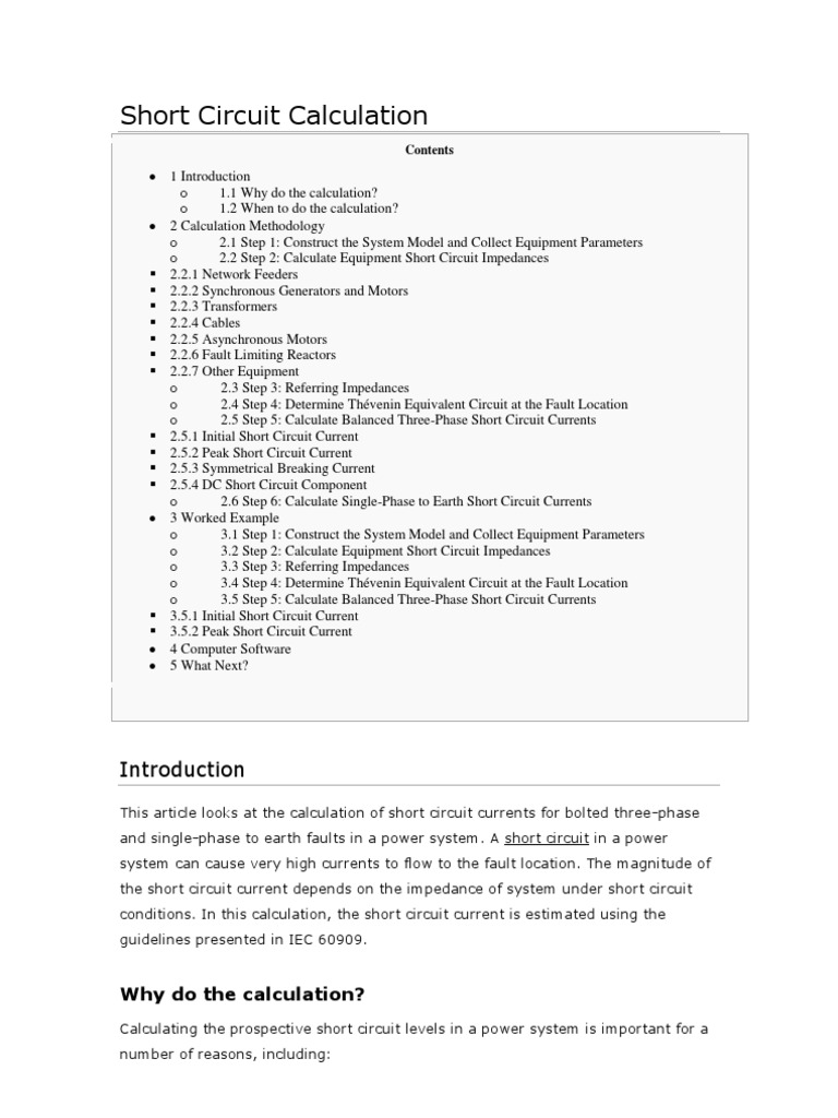 Short Circuit Current Calculation Guide | PDF | Electrical Impedance ...