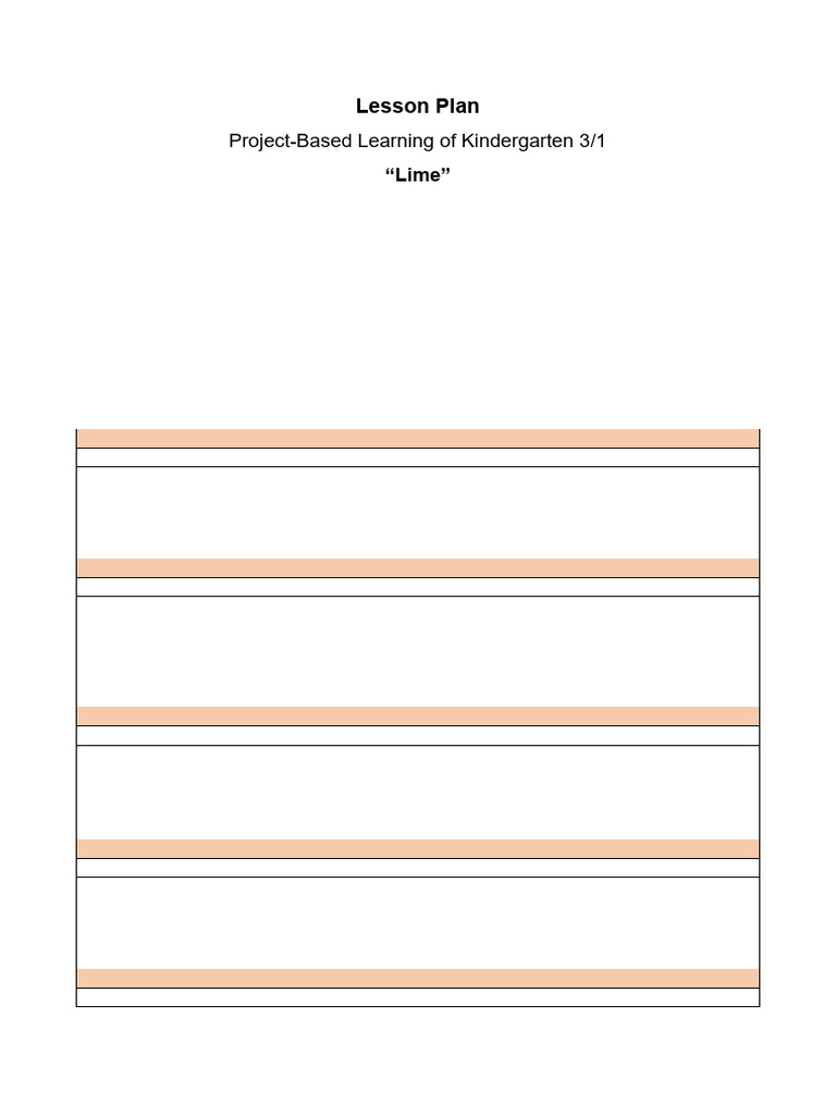 PBL K3 Lesson Plan | PDF
