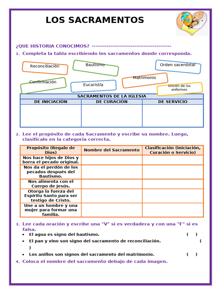 U7-Ficha-D3-Reli-Los Sacramentos | PDF | Sacramentos | eucaristía