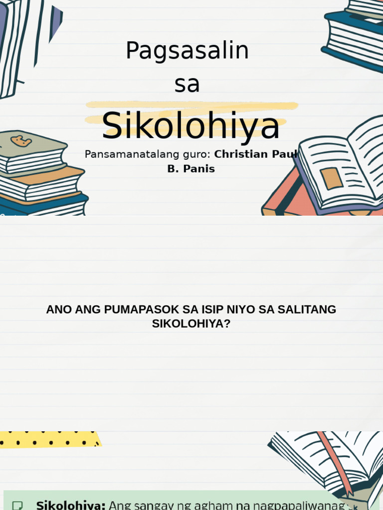 Pagsasalin Sa Sikolohiya | PDF