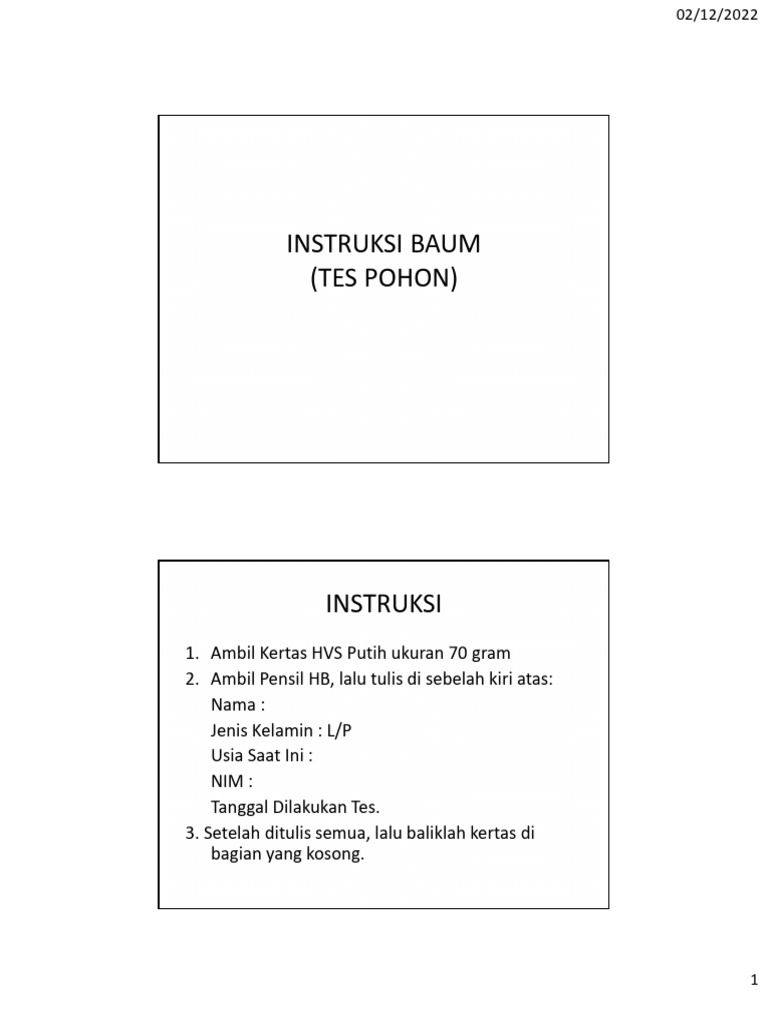 Instruksi Tes Pohon Baum 2022 | PDF