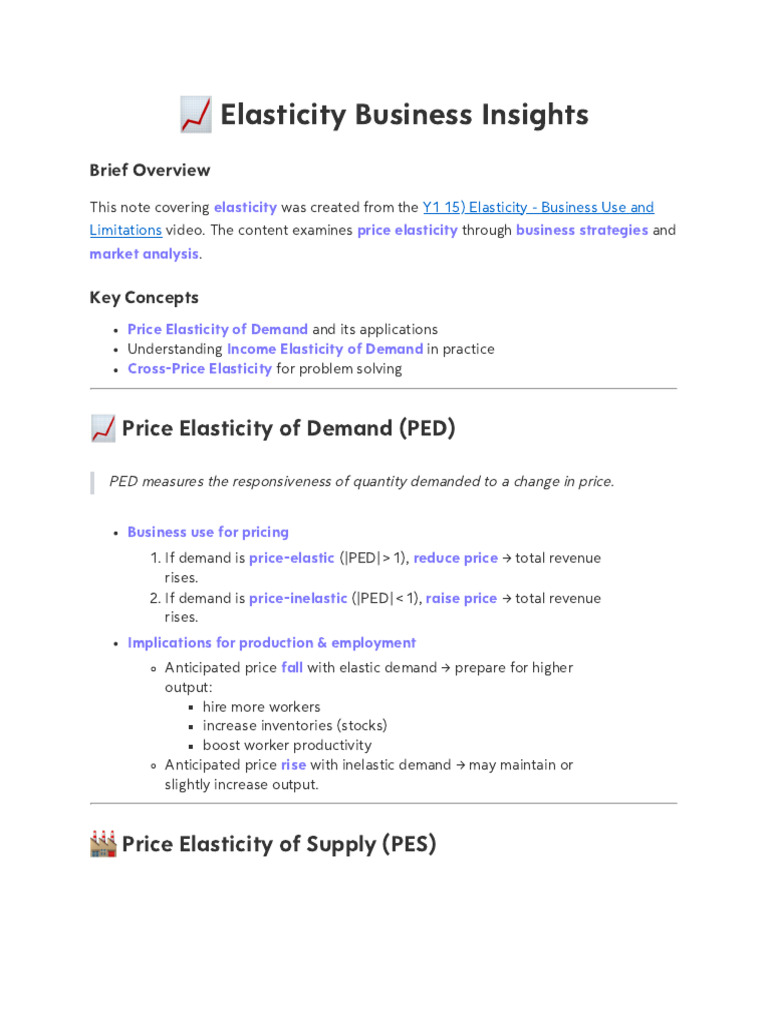 Business Insights on Elasticity Analysis | PDF | Elasticity (Economics ...
