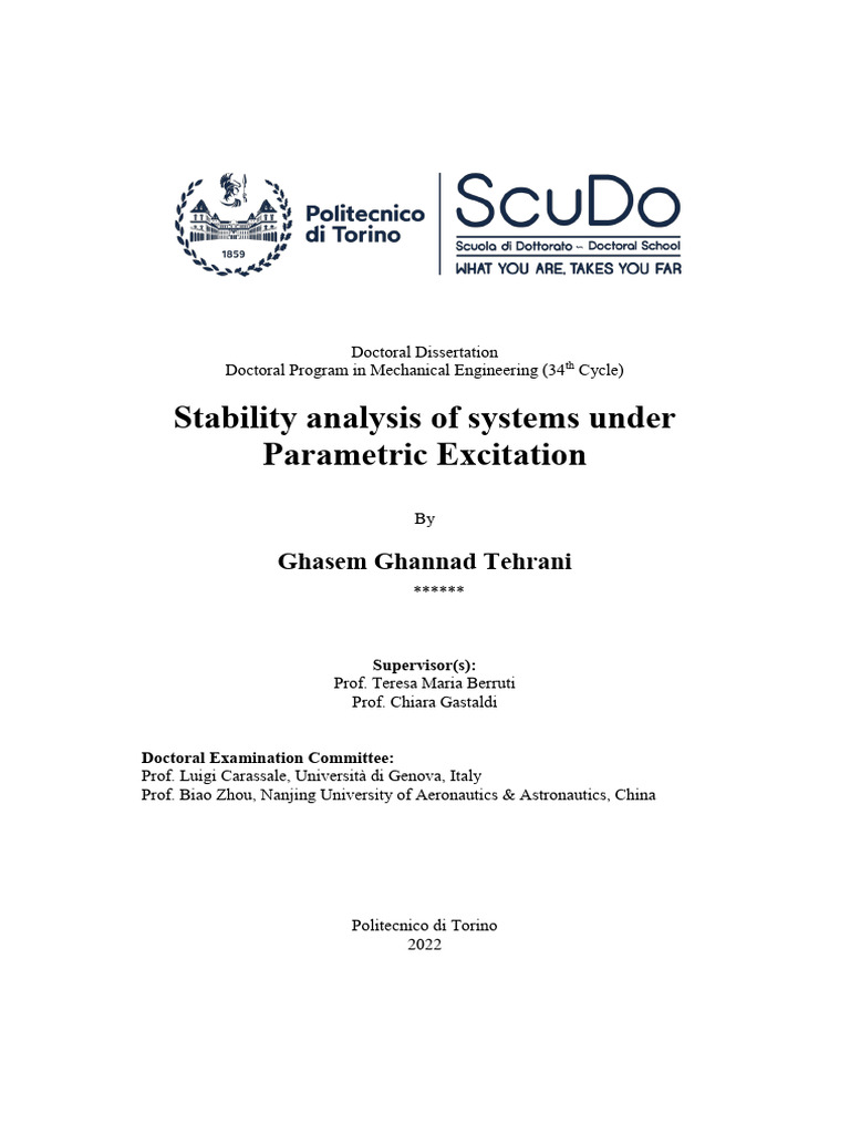 PHD - Thesis - Stability Analysis of Systems Under Parametric ...