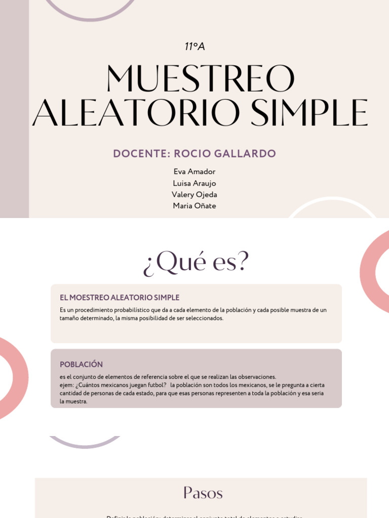Mostreo Aleatorio Simple | PDF | Muestreo (Estadísticas) | Probabilidad